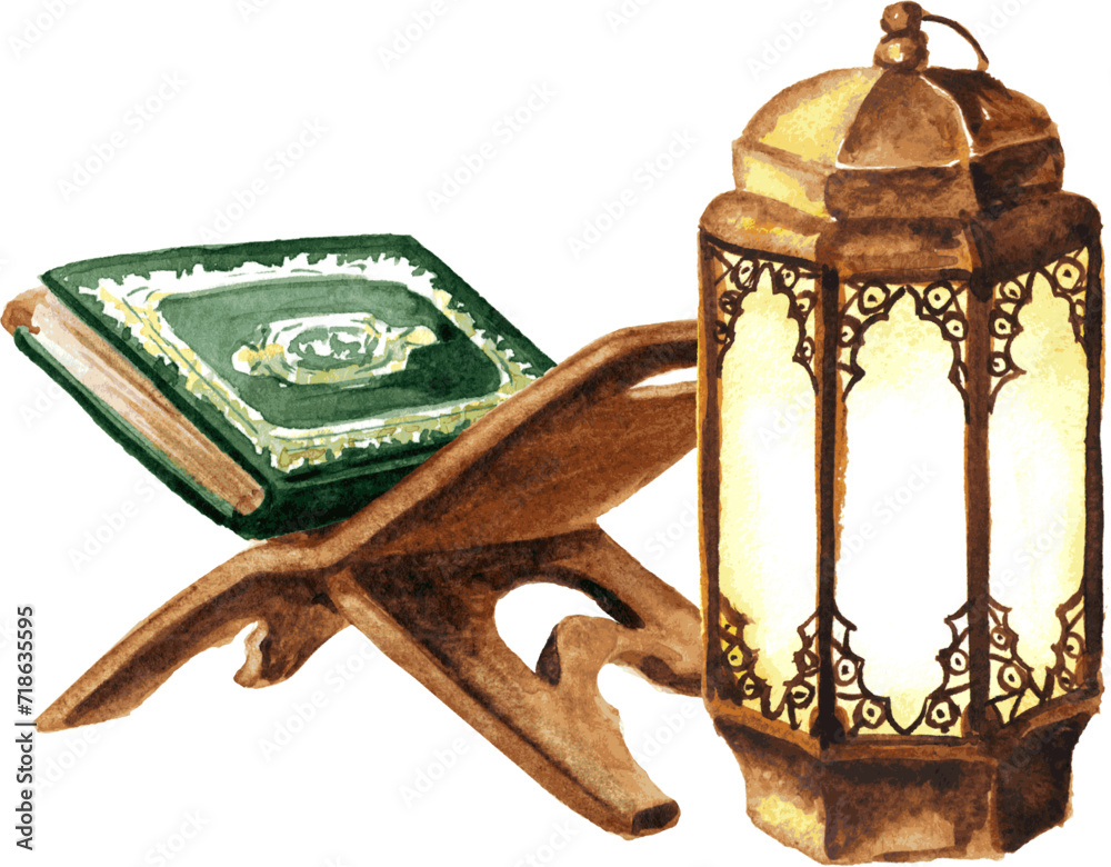 Holy Quran book. Design element for Ramadan or other religious Islamic ...