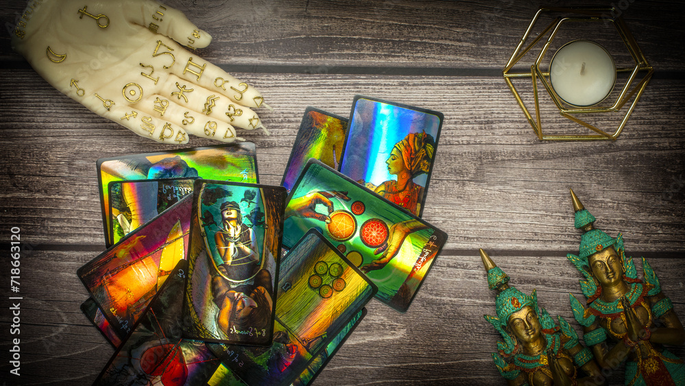 Ritual with tarot cards or fortune telling rite occult and esoteric ...