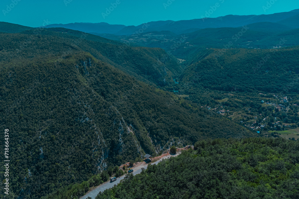 Kanjon une viewed from above, small river close to Martin Brod in ...