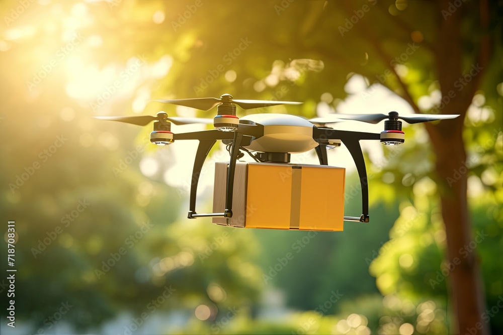 Warehouse automation drone delivery aircraft logistics. Package ...