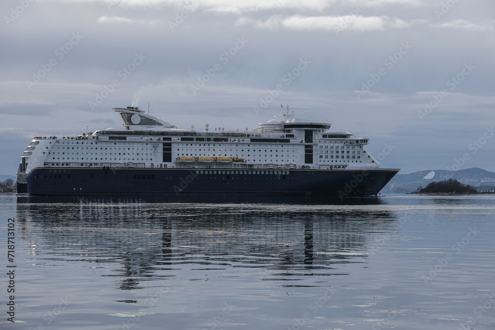 Color passenger freighter roll on roll off ro-ro pax cruise ferry ...