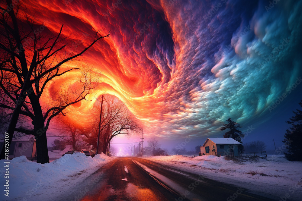 vibrant the power and chaos of a tornado, with its twisting funnel of ...