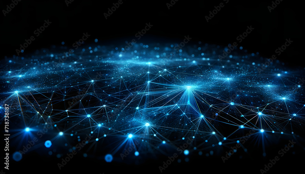 High-tech network lines and nodes, visualizing digital data flow ...