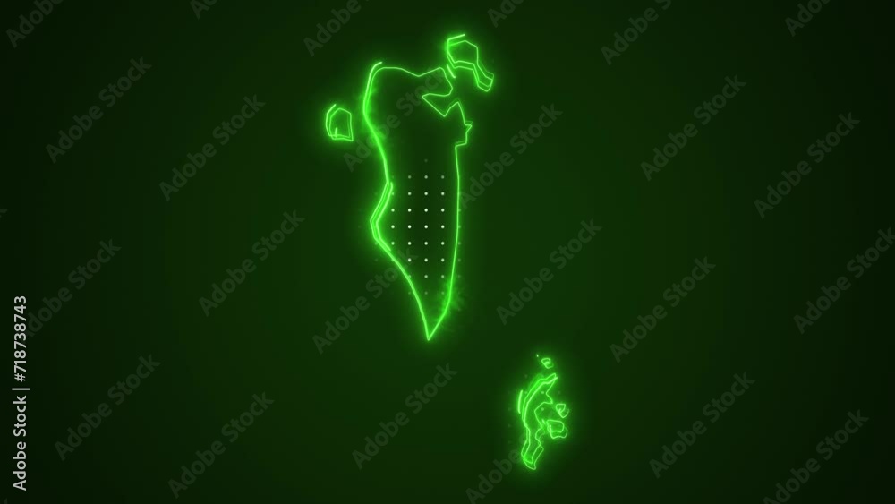 Neon Green Bahrain Map Borders Outline Loop Background. Neon Green ...