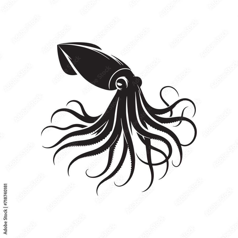 Submersible Symphony: Giant Squid Silhouette, a Silent Maestro in the ...