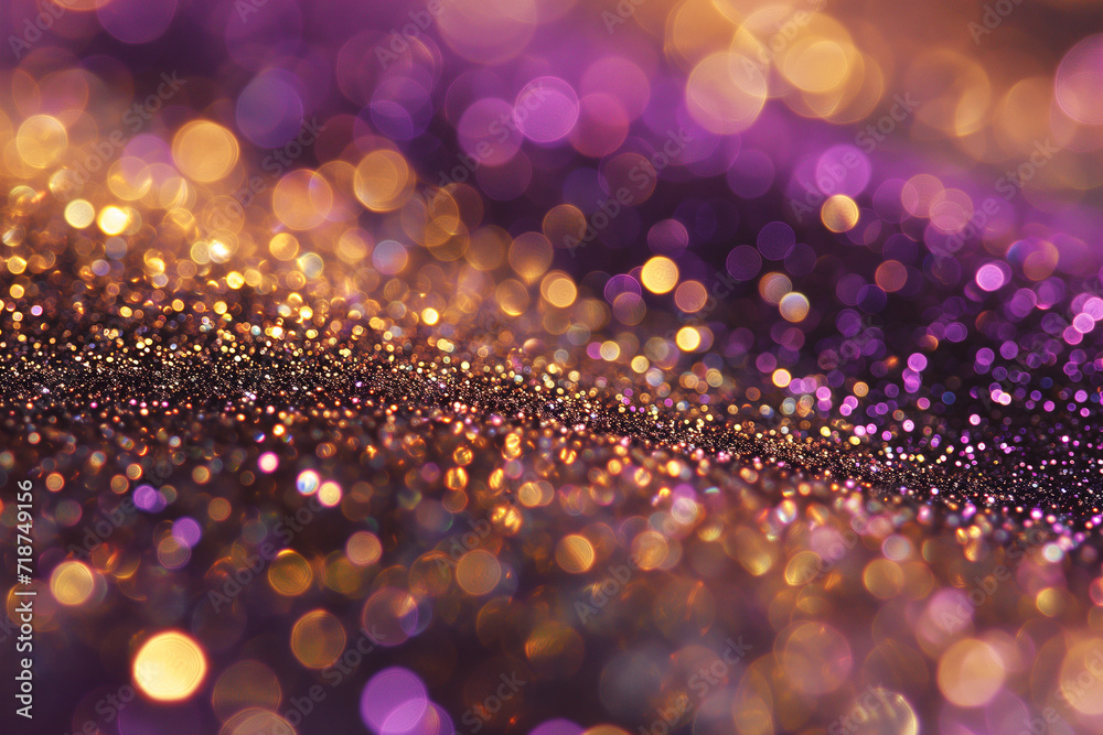 Abstract Glittering Background in Striking Violet and Gold Tones ...