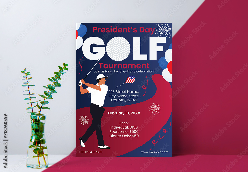President Day Golf Tournament Event Flyer Stock Template | Adobe Stock