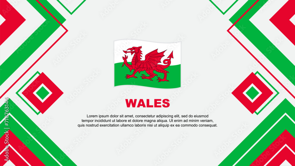 Wales Flag Abstract Background Design Template. Wales Independence Day ...