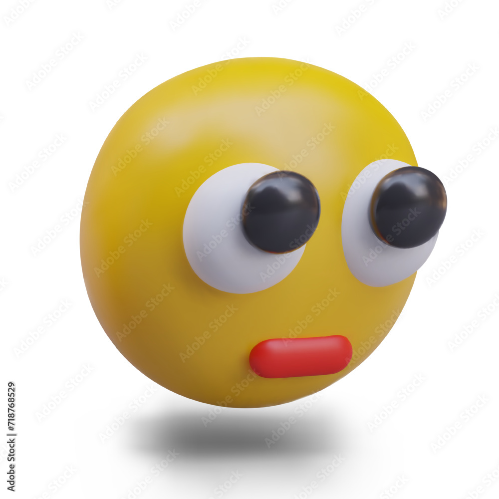 Upset, offended, disappointed emoticon. Cute 3D squishy face. Character ...