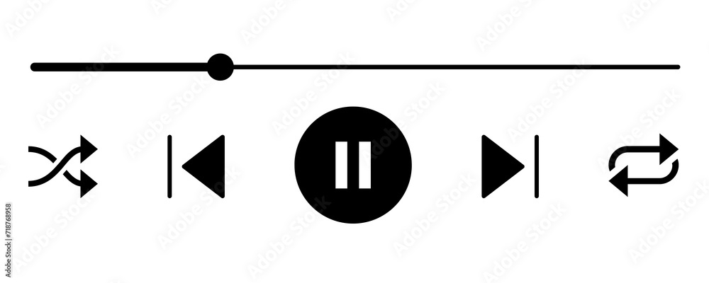 Media Player Control Button Set On Transparent Background, PNG Stock ...