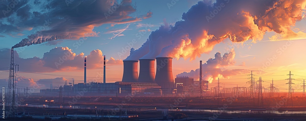 Poster The image depicts factory emissions releasing smoke ...