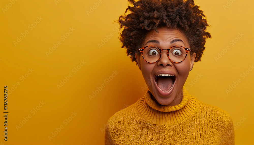 Excited overjoyed girl rejoice luck ecstatic facial expression. Happy ...