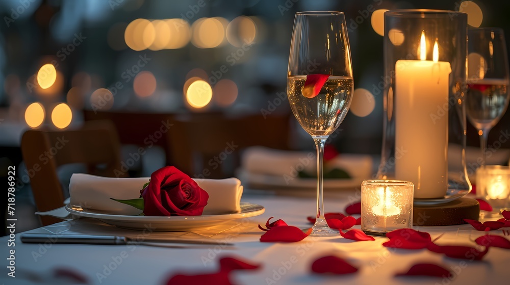 romantic dinner date, luxury fine dining background for poster and ...