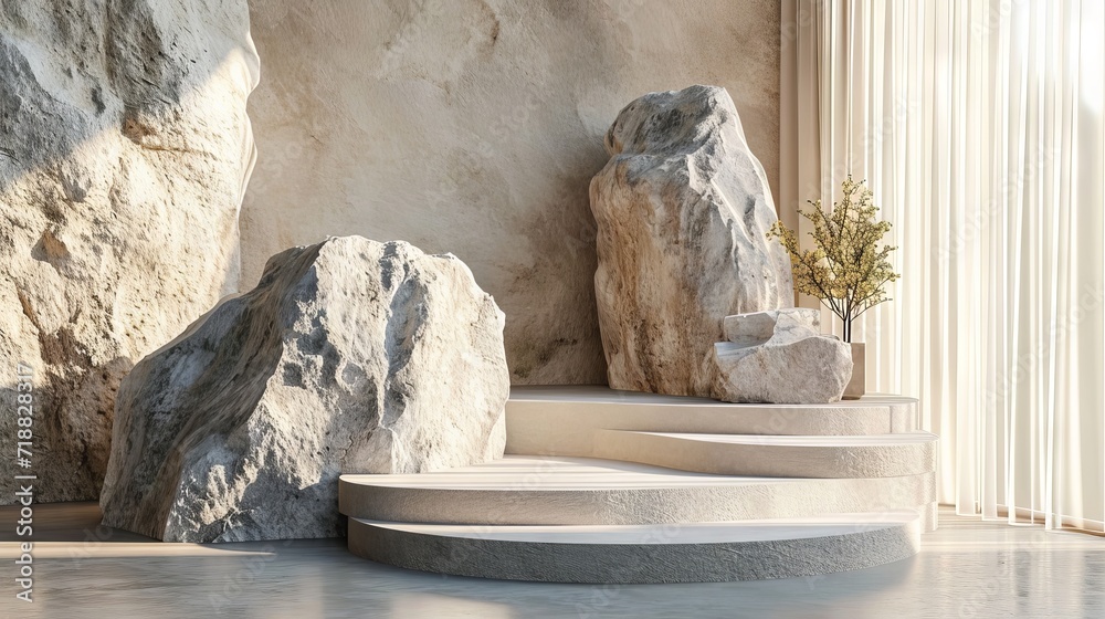 Realistic 3D stone theme podium for product display for products " ai ...