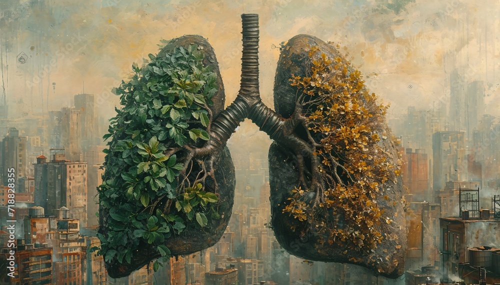 Lung Tree - A painting of a lung with a tree growing out of it ...