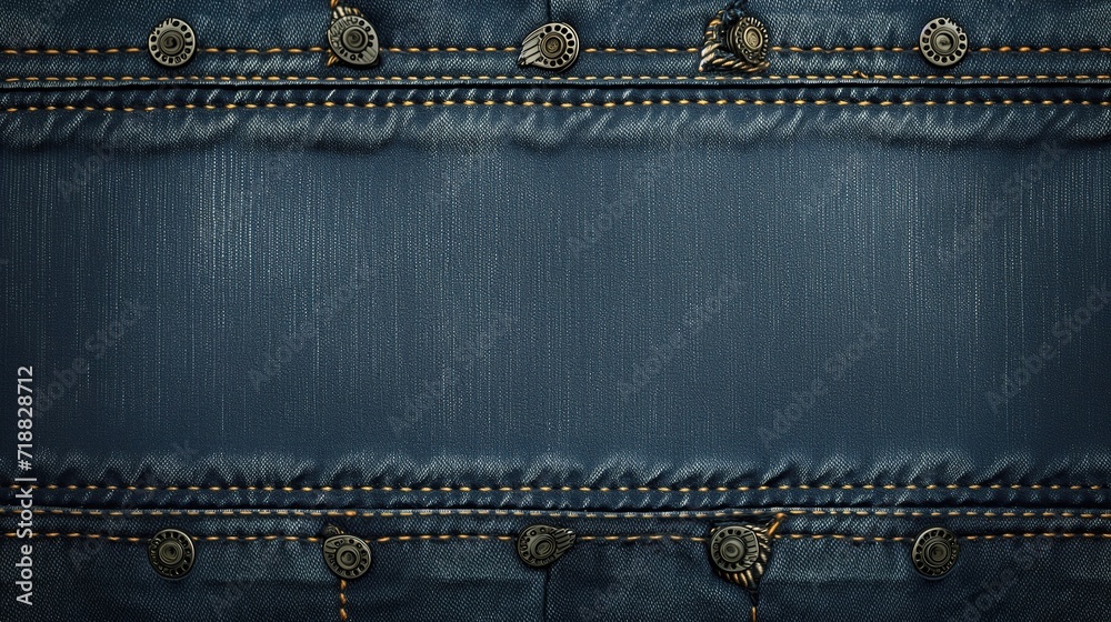 Blue jeans denim with stitches and rivets tissue texture background ...