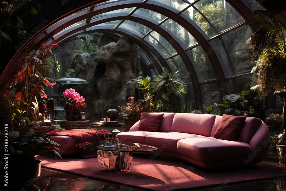 Beautiful modern Futuristic bionic forms architecture. Indoor space ...