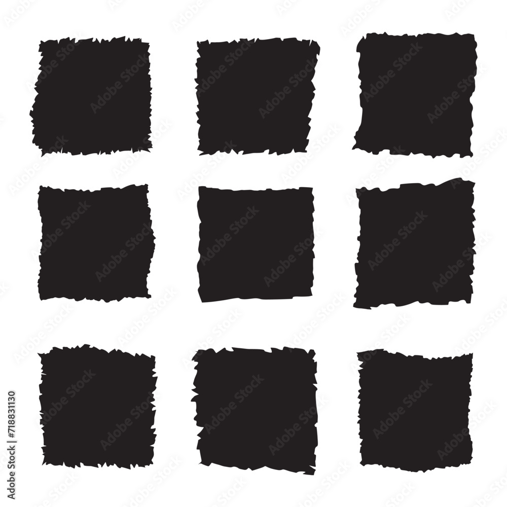 Jagged edge rectangle shapes, frames. Torn paper cut piece collection ...