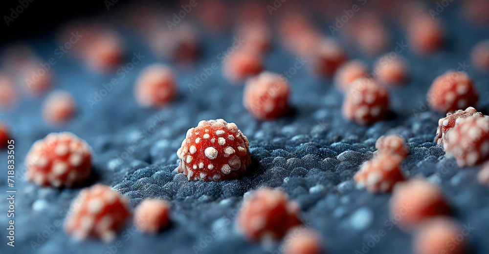 Microscope photo of Chickenpox virus. abstract of Chickenpox virus background. Gen ai ...