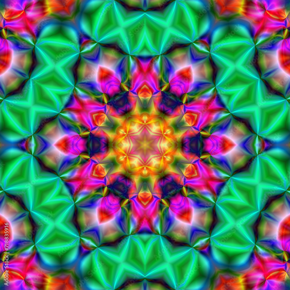 Abstract colorful mandala background. Vibrant mandala pattern in laser ...