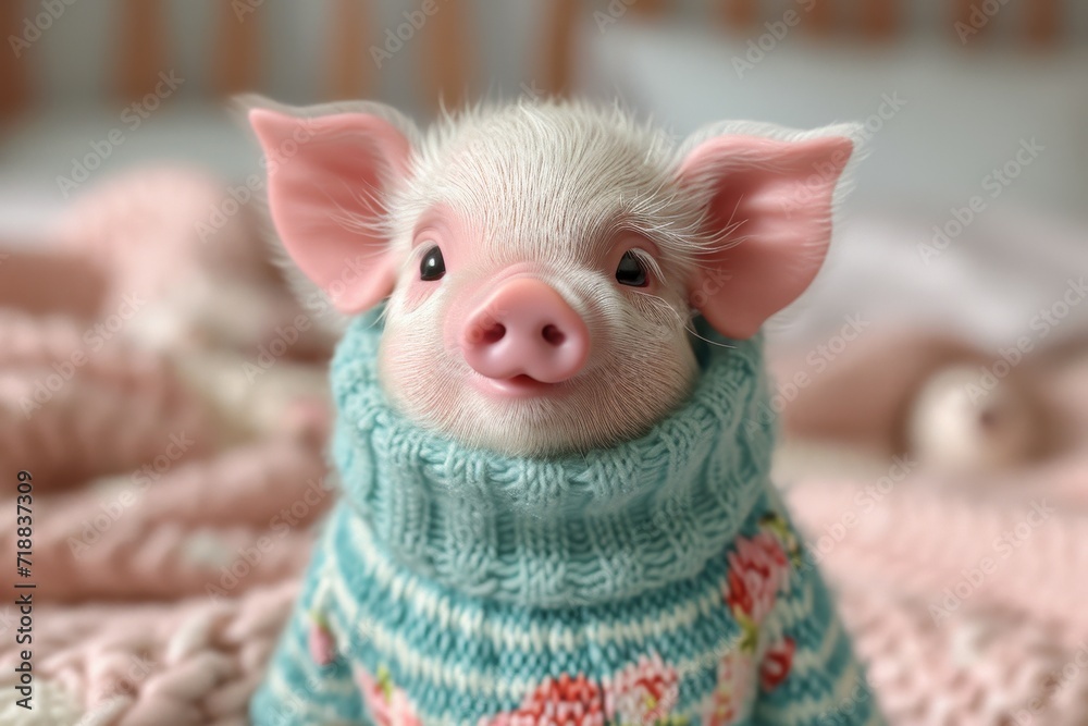 On the front, there is a very cute mini pig baby, with a super ...