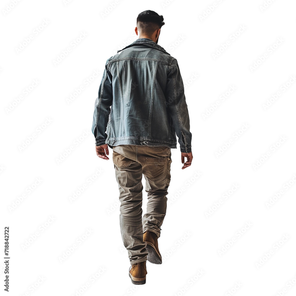 casual modern man walking, back view on a transparent background Stock ...