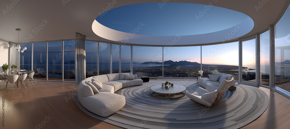 360 degree room with panoramic windows all around the walls with a view ...