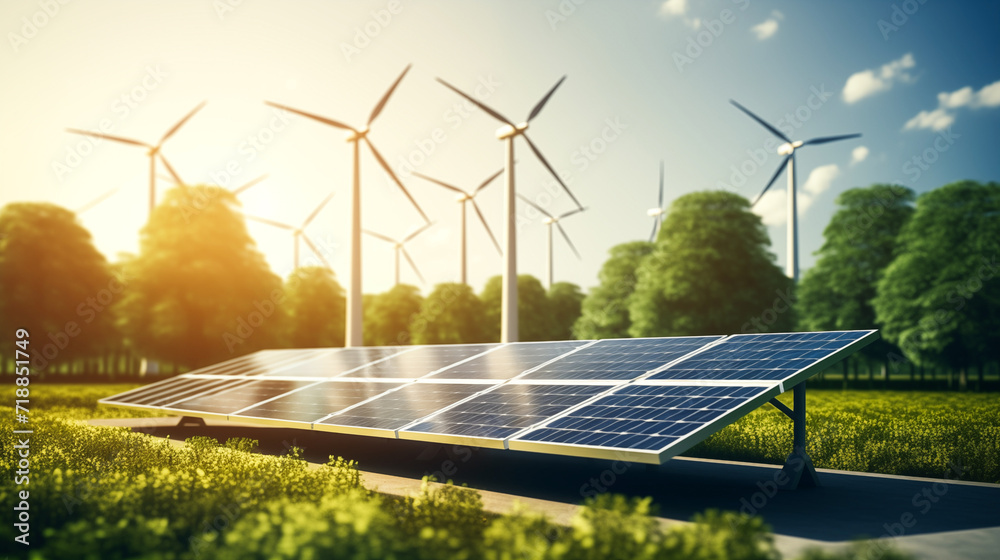 Windmills for electric power production. Wind park for electricity ...