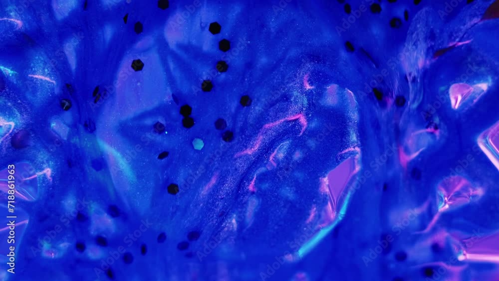 Glitter fluid drip. Neon gel flow. Blur fluorescent blue pink color ...