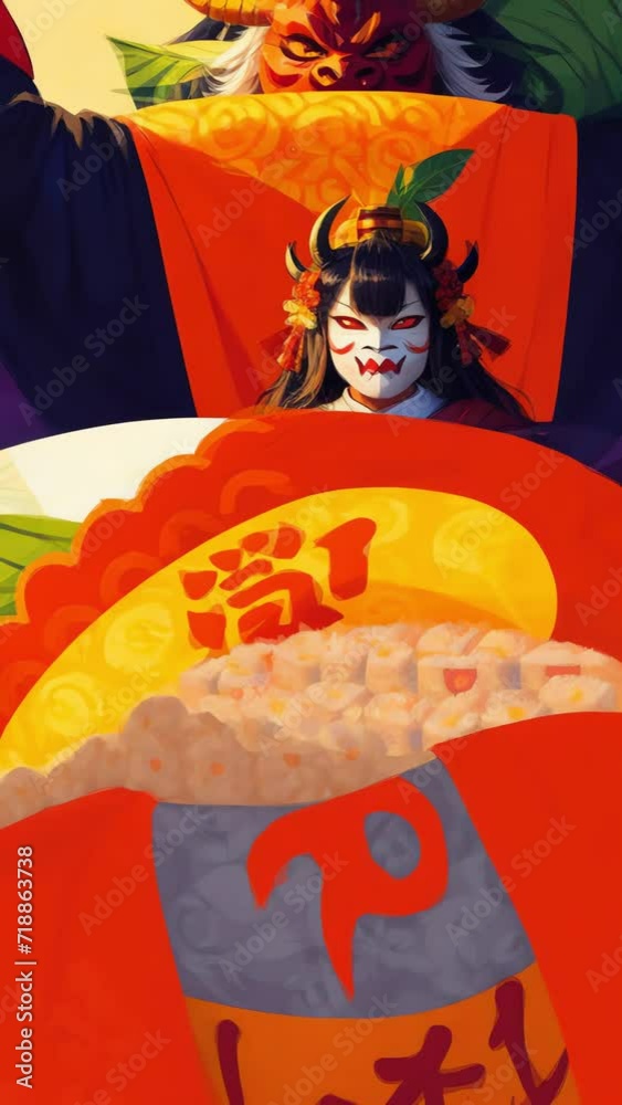 Setsubun celebration animation illustration, Setsubun Oni, Japanese ...