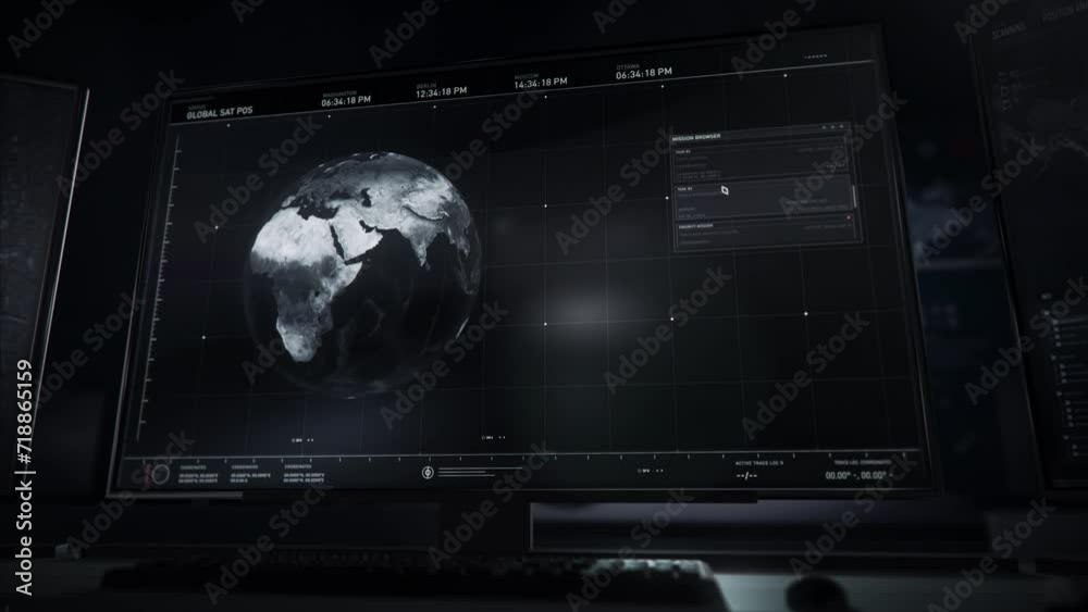 Vidéo Stock Global Surveillance Tech Tracks Military Naval Base On ...