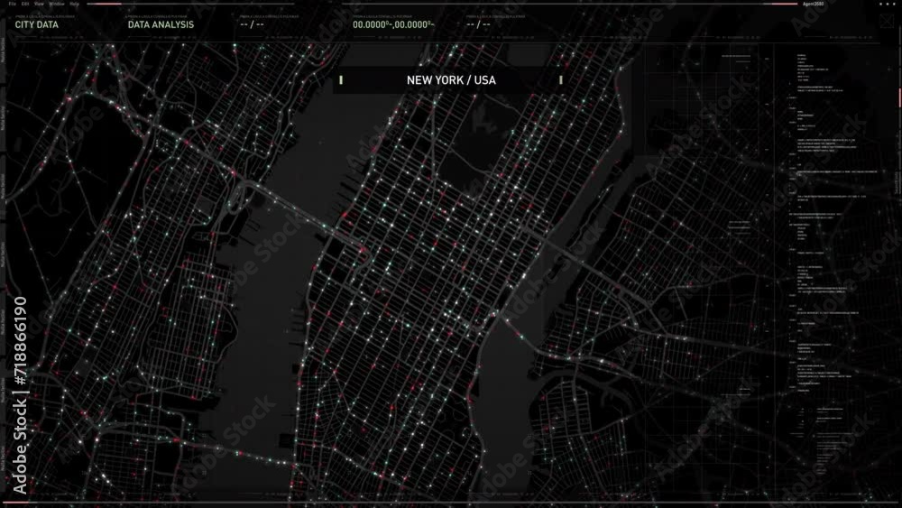 Vidéo Stock Surveillance System Interface Using City Data To Track ...