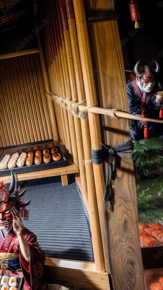 Japanese Setsubun concept animation, Setsubun Oni, Japanese Demon mask ...