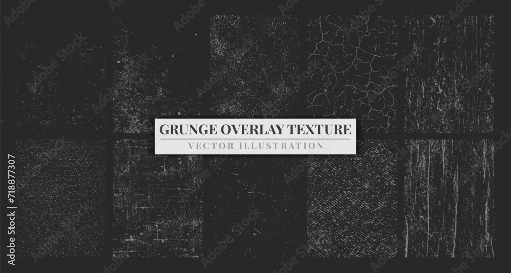 Grunge overlay paper texture set with dust grain and ink brush stroke ...