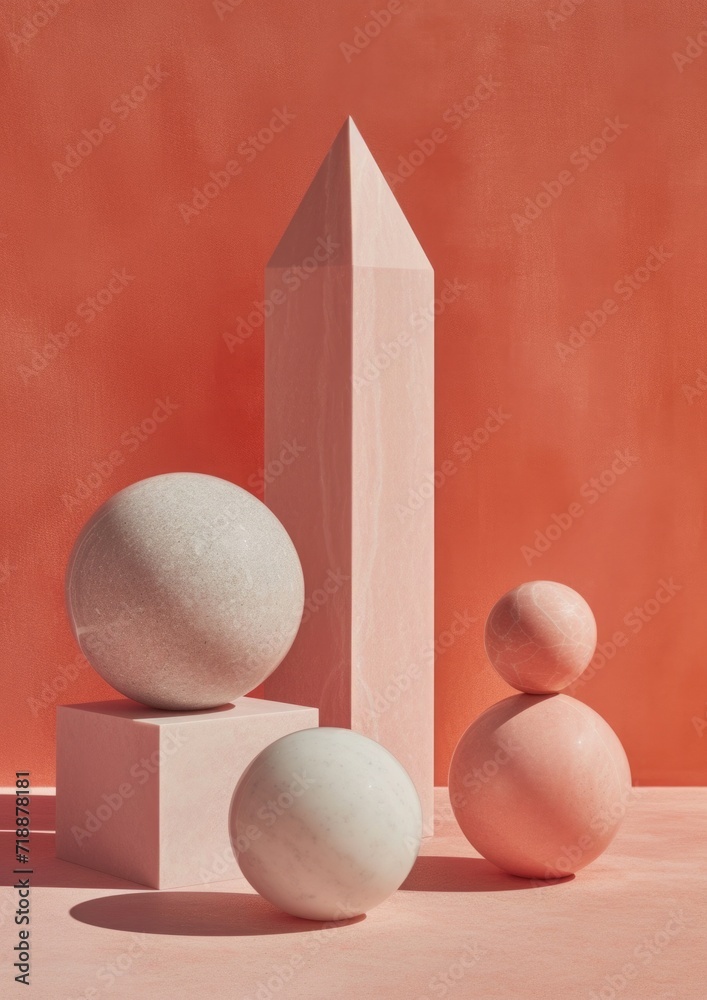 A monochromatic still life focusing on the rich coral hue. Assortment ...