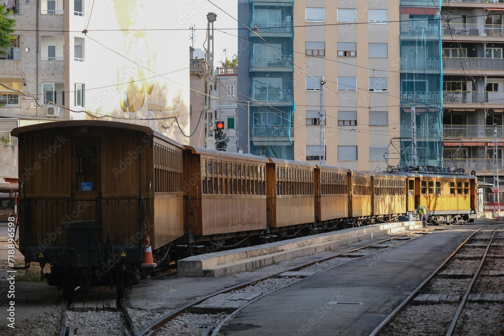 Historic train railway from Palma de Mallorca to Soller on Balearic ...