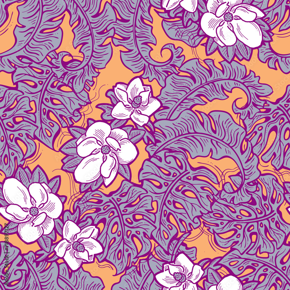 Tropical plant leaves pattern for textile design, fabric print ...