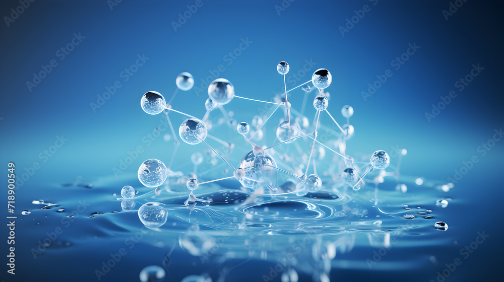 ภาพประกอบสต็อก Cell molecules of water Blue bubbles molecule background ...