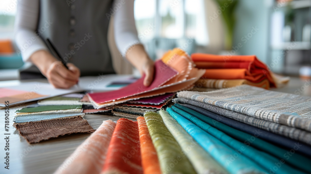 Interior Designer, An interior designer selecting fabric swatches and ...