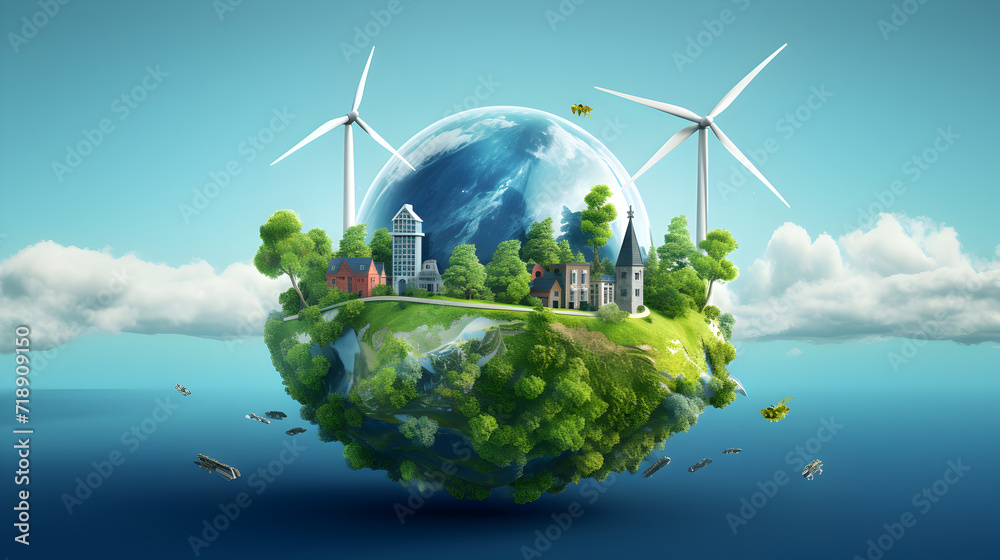 Ecologically clean electricity Ecological world illustration background ...