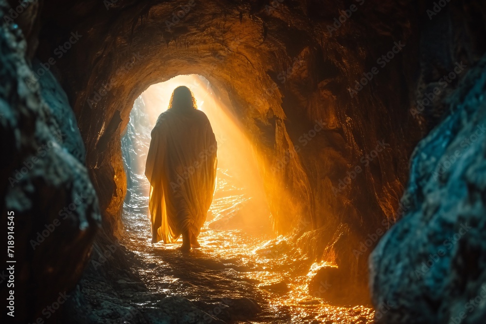 Jesus in the Cave: A Light-Filled Adventure Generative AI Stock ...