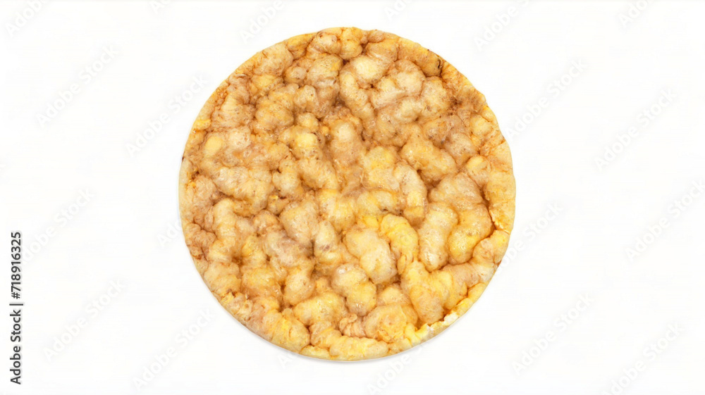 Round puffed rice cakes on a white background. Bread, bread crusts ...