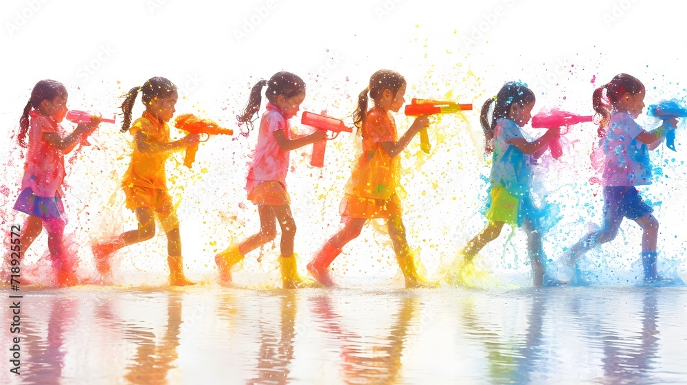 Holi clip art people holding water guns water fights holi illustration ...