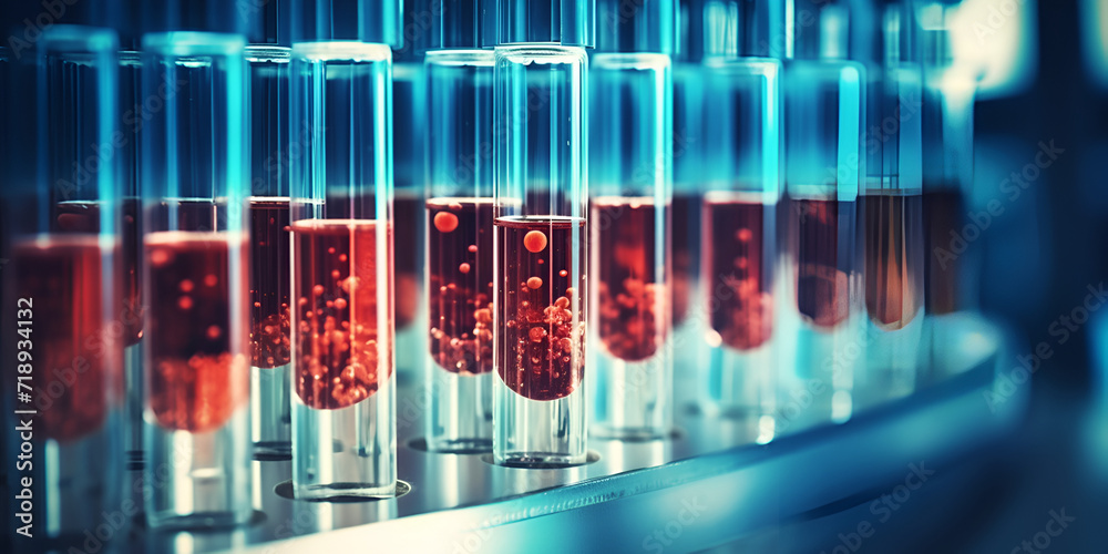 Medical vials placed on a table in laboratory ,Laboratory chemystri ...
