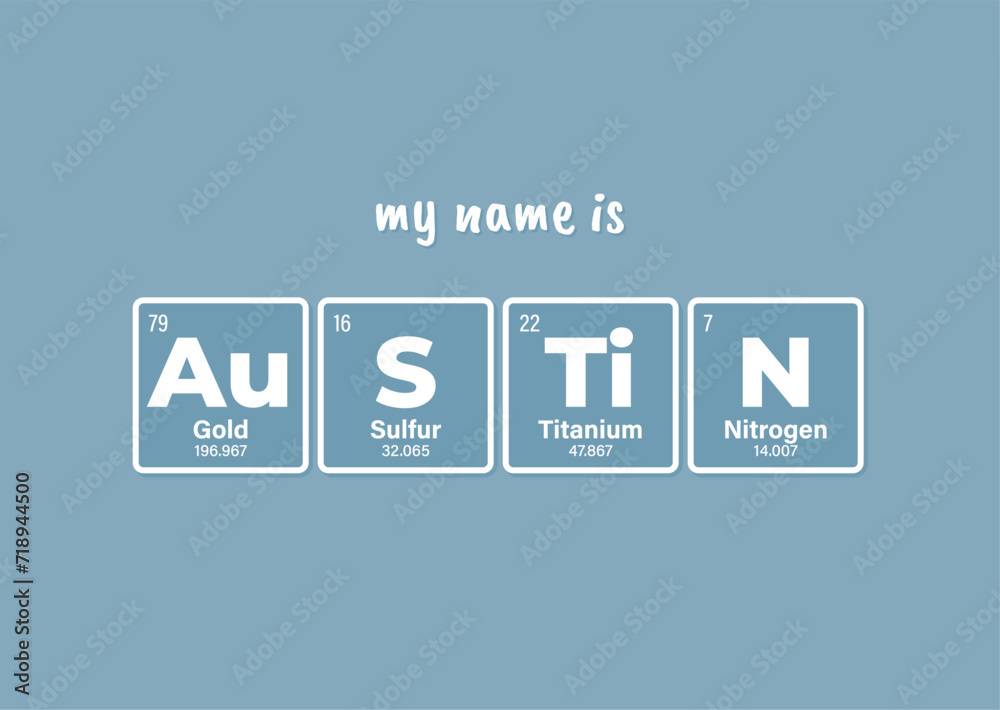 Vector inscription name AUSTIN composed of individual elements of the ...