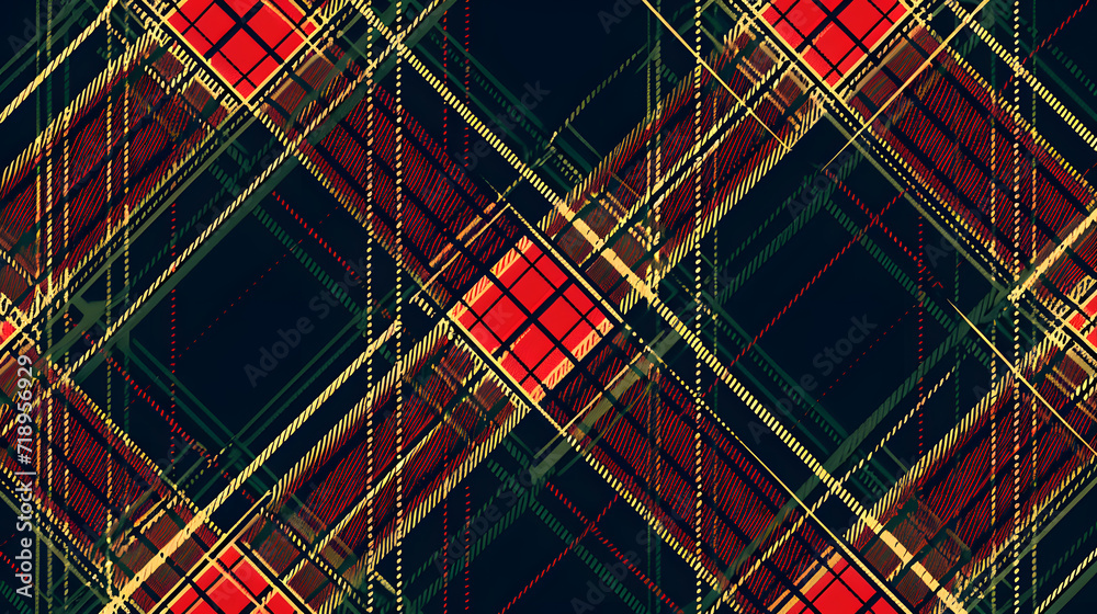 Modern twist on a traditional tartan pattern, this vibrant digital ...