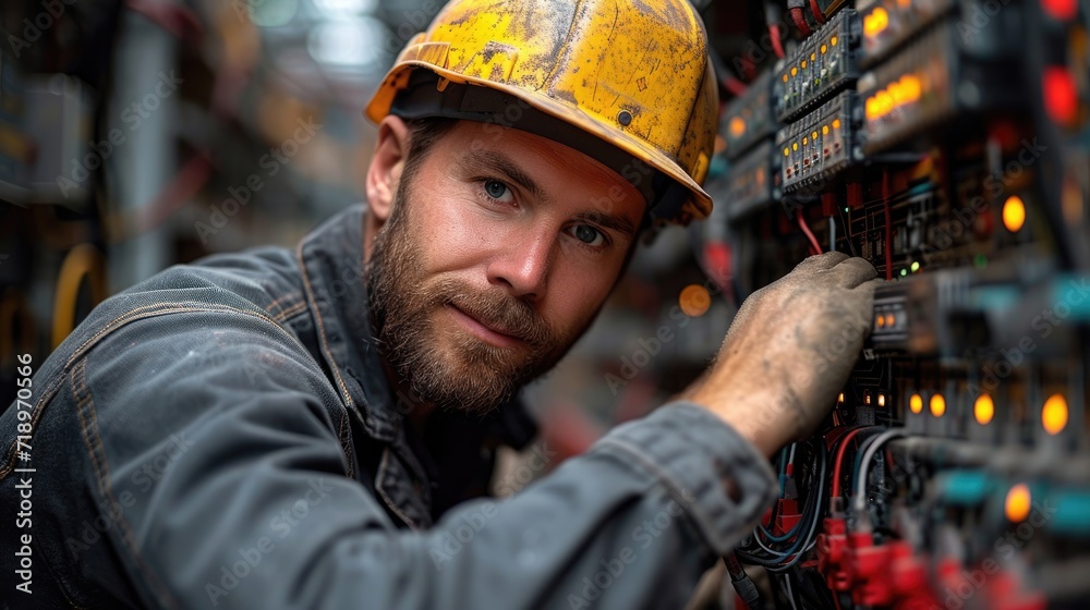 Expert Electrician in Action: Meticulously Repairing a Large Electrical ...