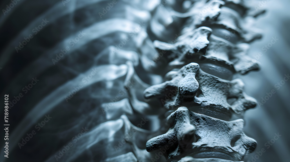 X ray film of the spine reveals cervical spondylosis, illuminated to ...