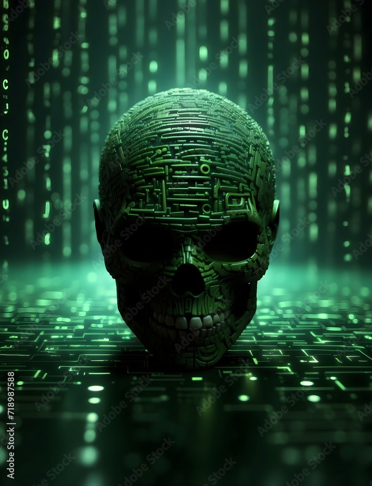 The Skull Illustration: A Hyperdetailed Matrix of Binary Brilliance ...