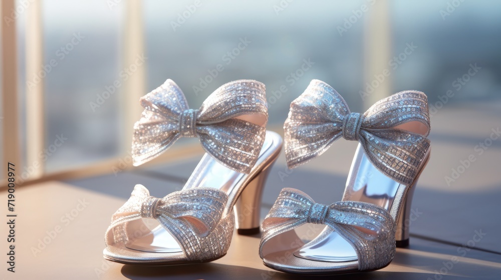 Silver, gold, metallic, glitter boots with bows. The trend for bows in ...